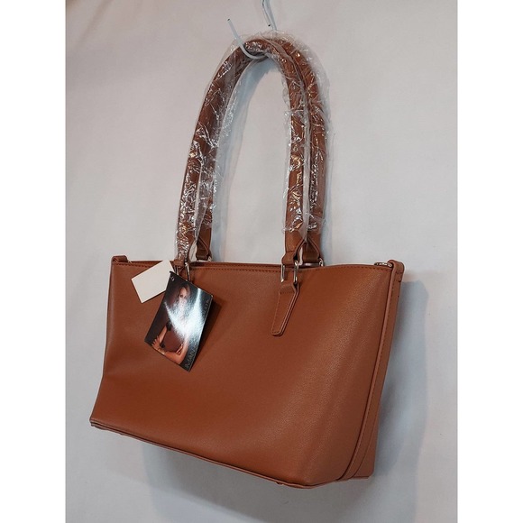 IMAN | Bags | Iman Brown Faux Leather Pebbled Tote New | Poshmark